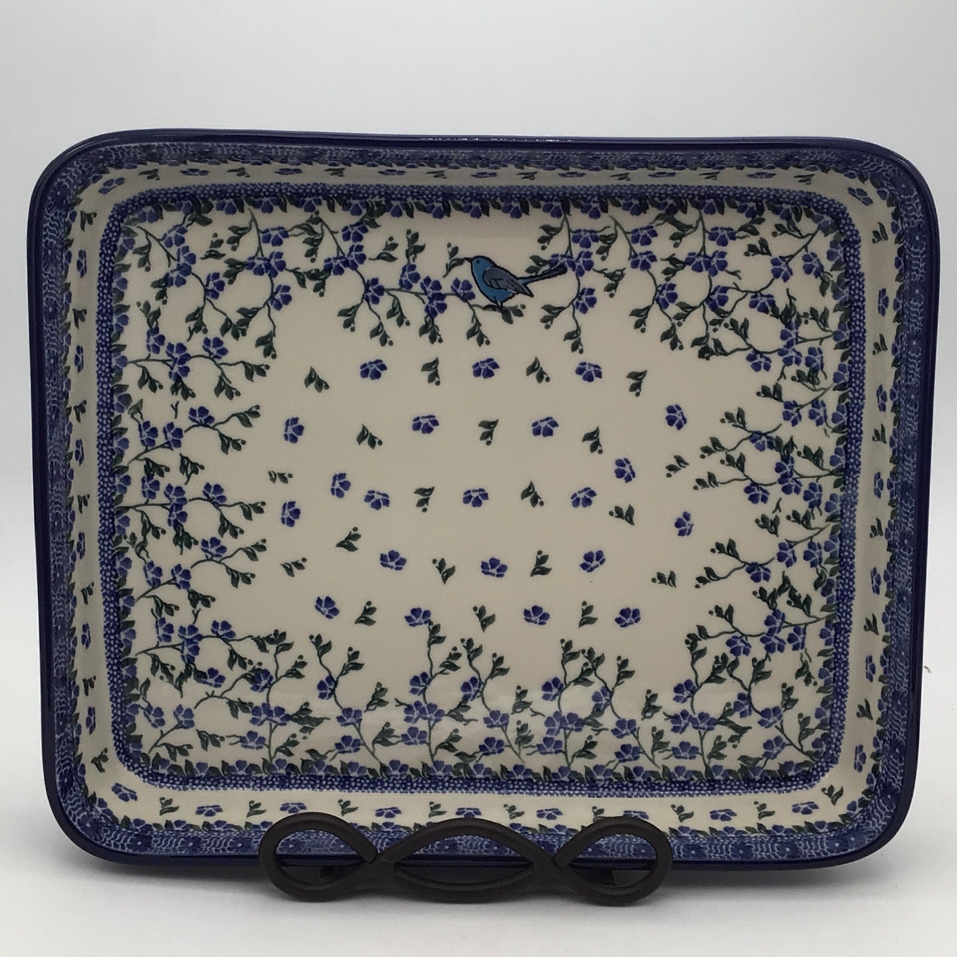 Large Shallow Baker- Hidden Jay | Siostra Polish Pottery