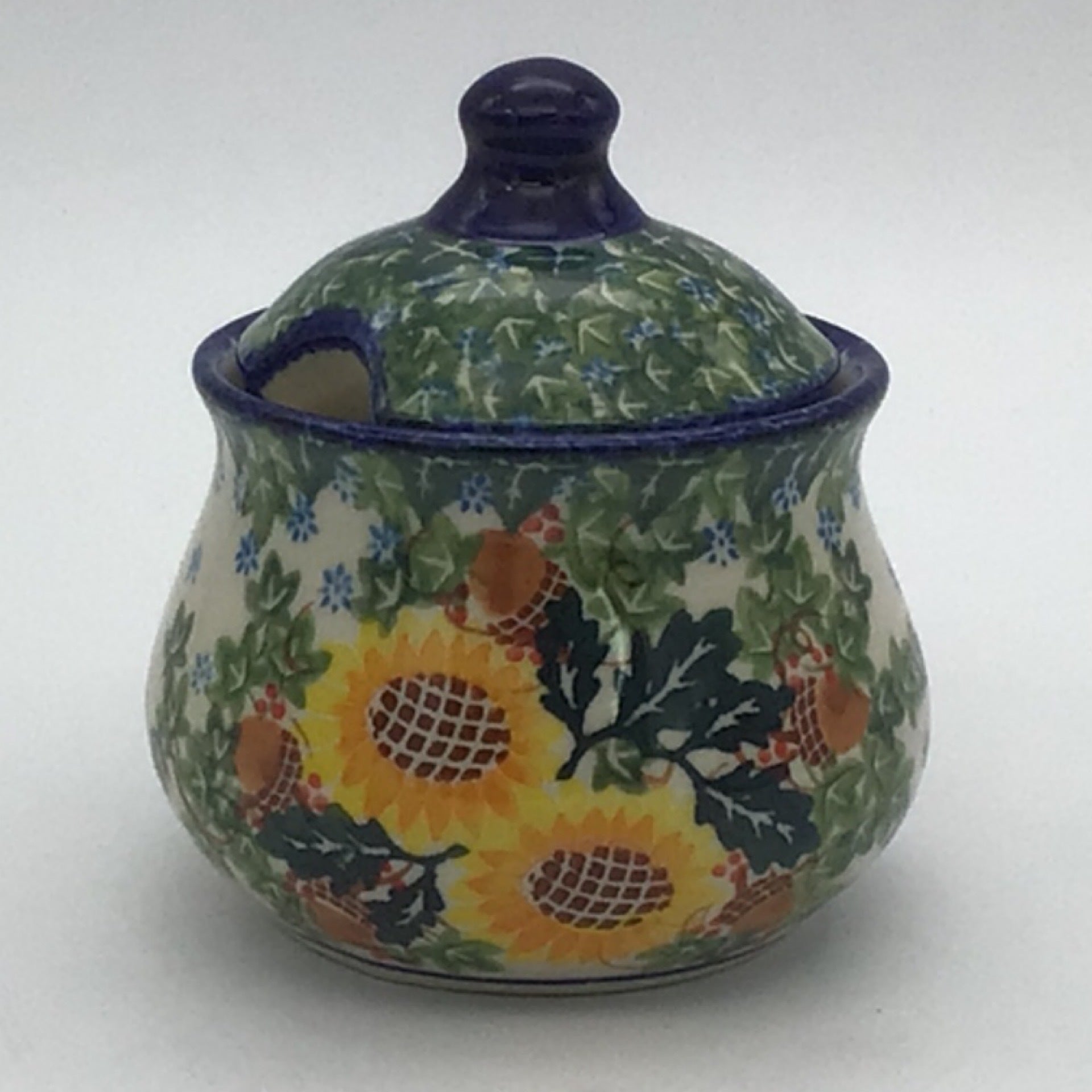 Sugar Bowl- Sunflower & Acorn | Siostra Polish Pottery