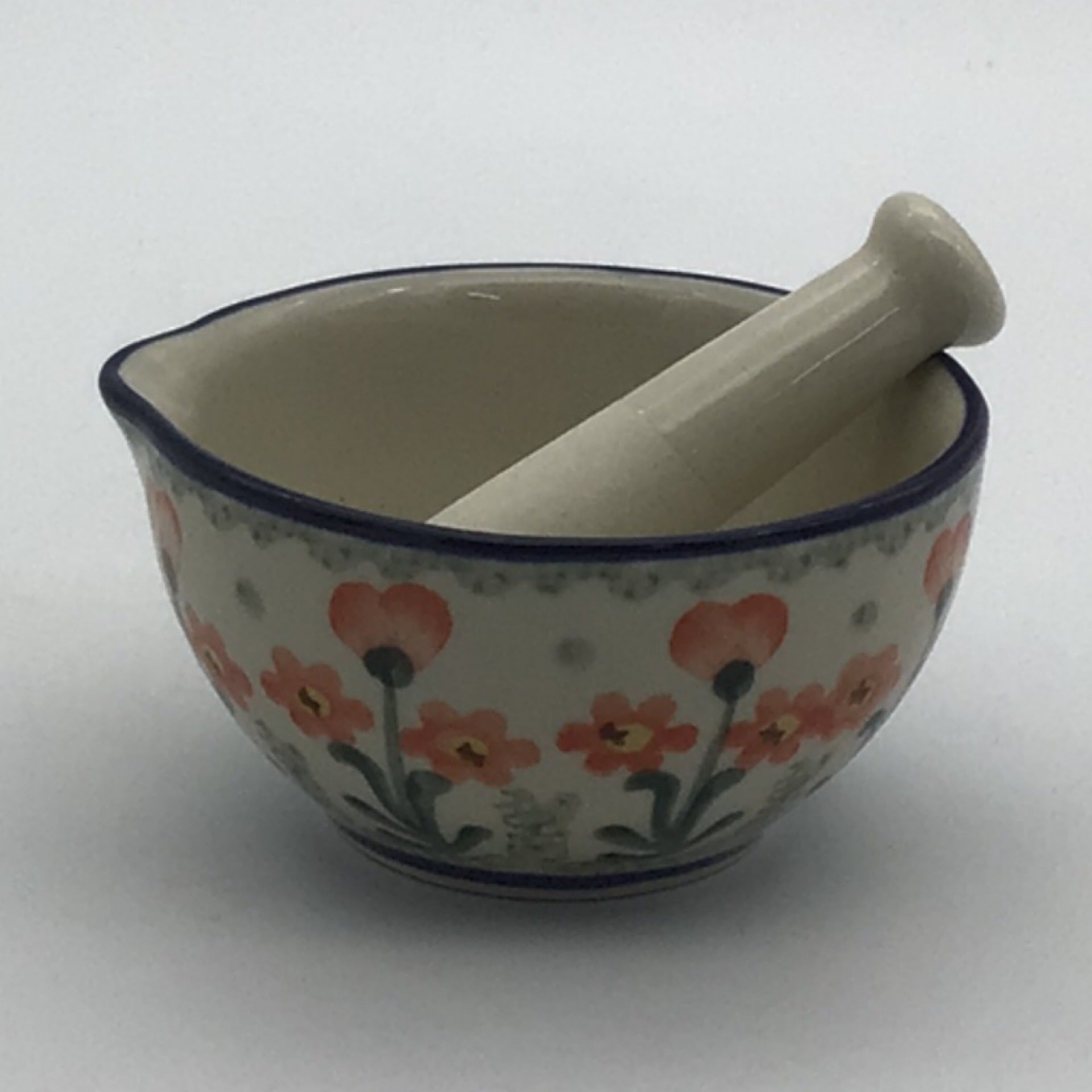 Mortar & Pestle- Peach Daisy | Siostra Polish Pottery