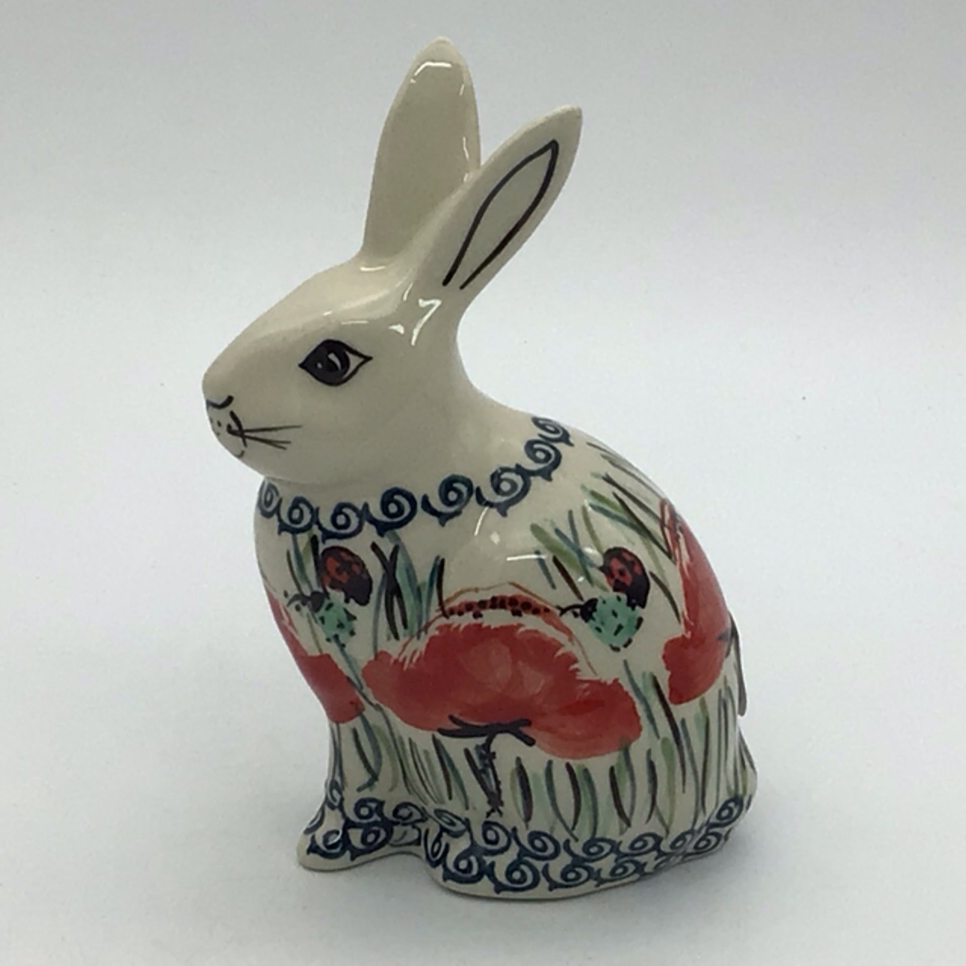 6" Bunny Figurine- Ladybug | Siostra Polish Pottery