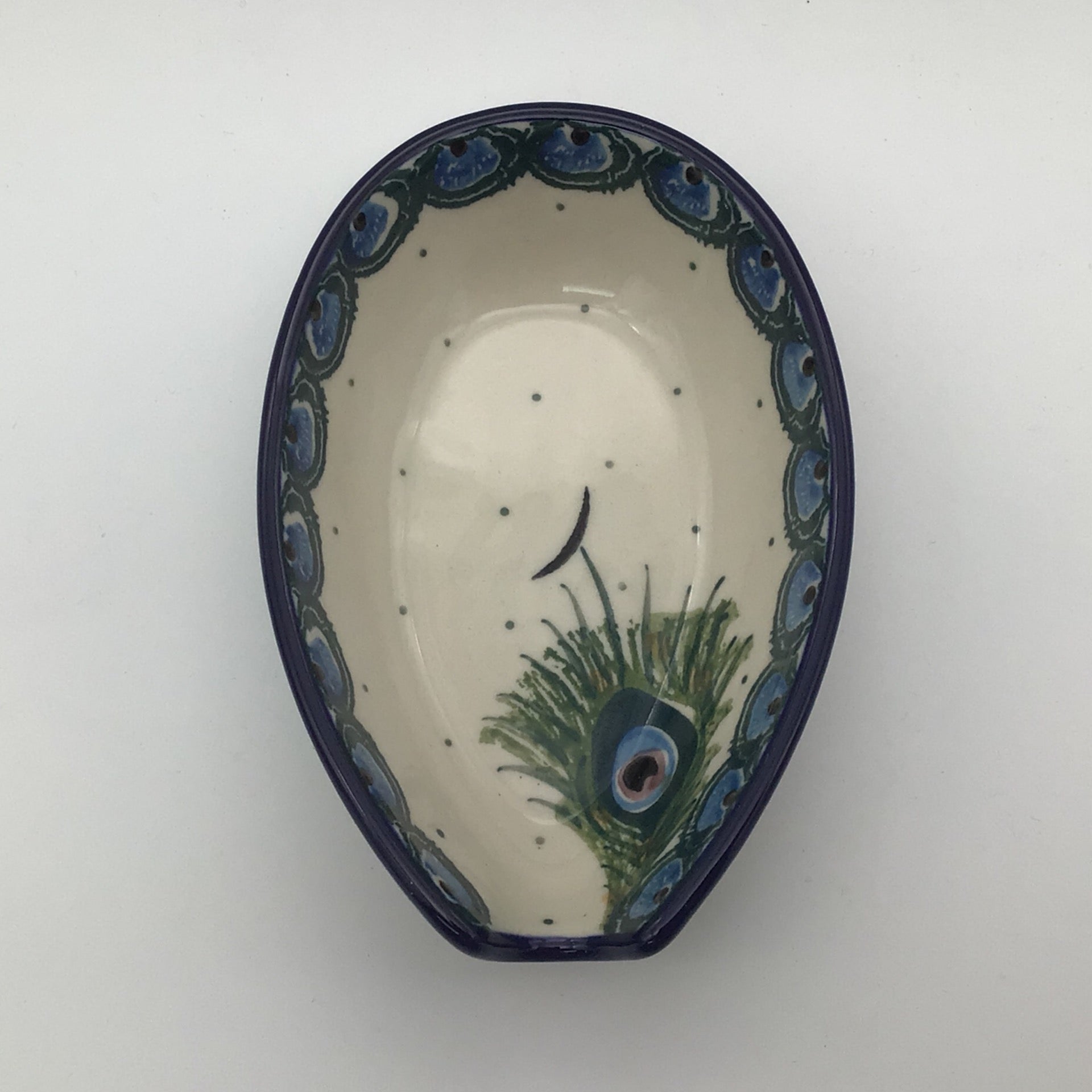 Spoon Rest- Peacock | Siostra Polish Pottery