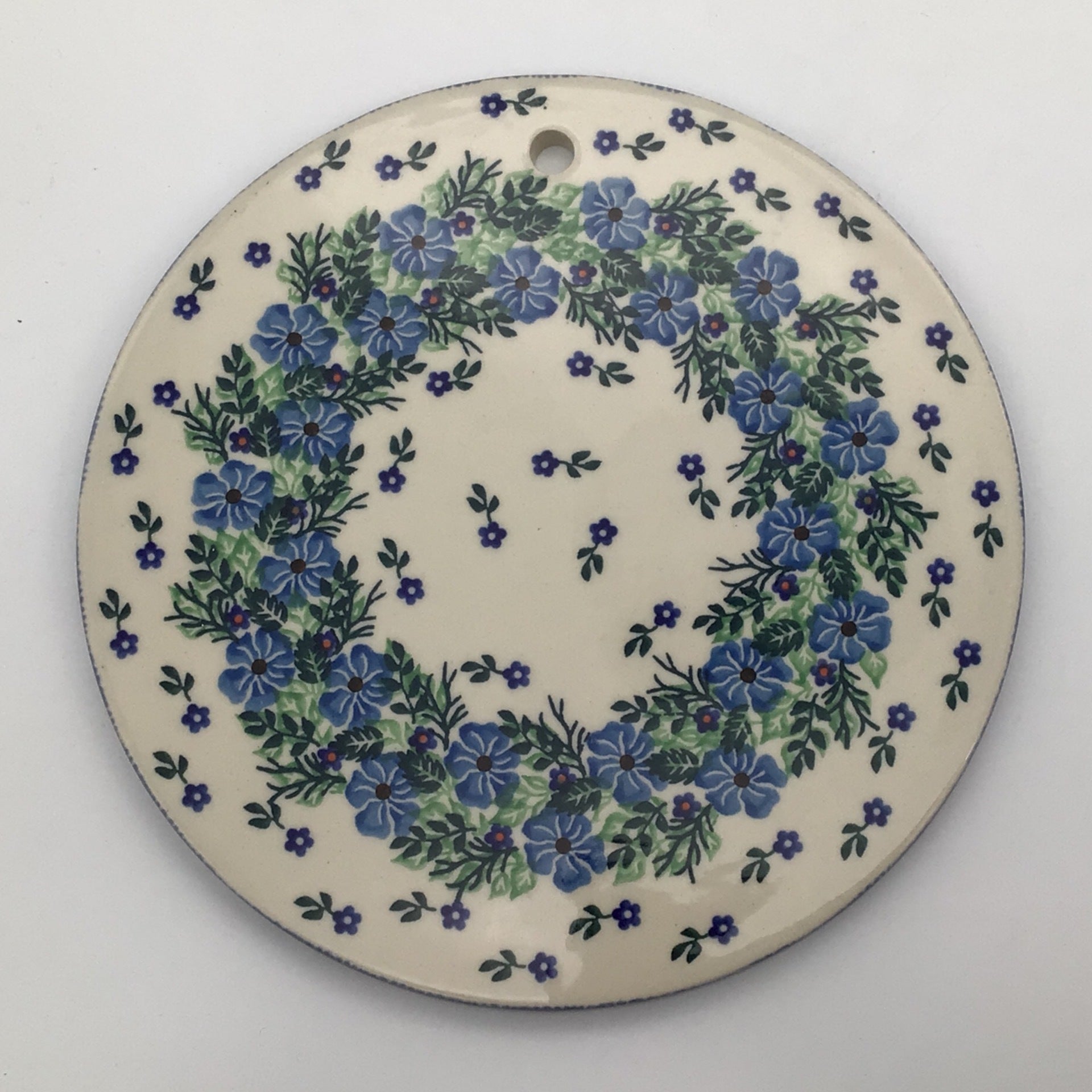 Round Trivet- Periwinkle | Siostra Polish Pottery